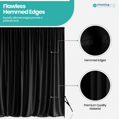 4x4 Metres Backdrop Curtain, Spandex Polyester Fabric Panel, Black