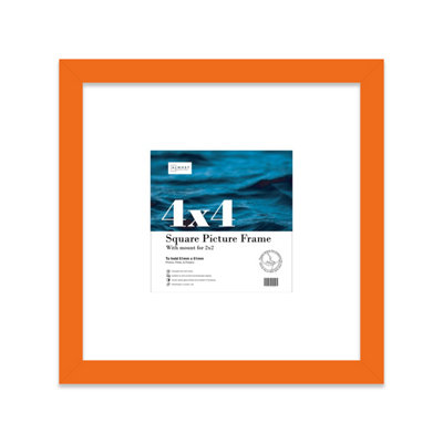 4x4" Orange Picture Frame - 4x4" Square Frame with 2x2" Mount for 4x4 ...