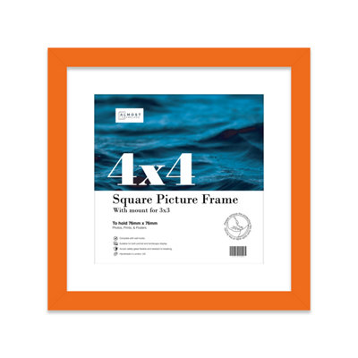 4x4" Orange Picture Frame - 4x4" Square Frame with 3x3" Mount for 4x4 ...