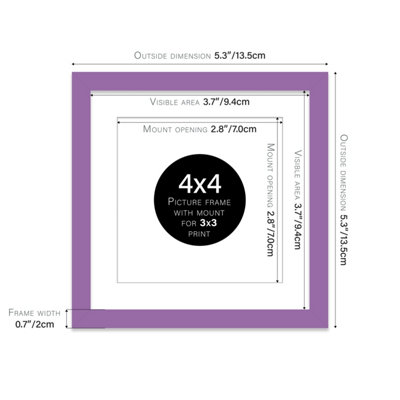 4x4" Purple Picture Frame - 4x4" Square Frame with 3x3" Mount for 4x4 ...