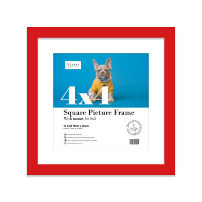 4x4" Red Picture Frame - 4x4" Square Frame with 3x3" Mount for 4x4"/3x3 ...