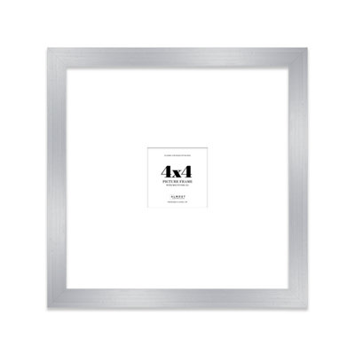 4x4" Silver Picture Frame - 4x4" Square Frame with 1x1" Mount for 4x4 ...