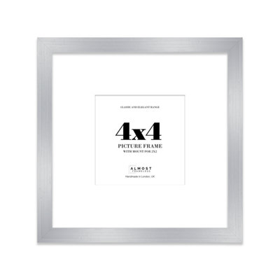 4x4" Silver Picture Frame - 4x4" Square Frame with 2x2" Mount for 4x4 ...