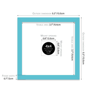 4x4" Turquoise Picture Frame - 4x4" Square Frame with 1x1" Mount for ...