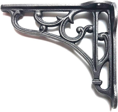 4X4 VICTORIAN SCROLL SHELF BRACKETS ANTIQUE IRON - PAIR