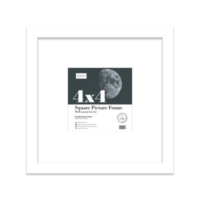4x4" White Picture Frame - 4x4" Square Frame with 2x2" Mount for 4x4 ...