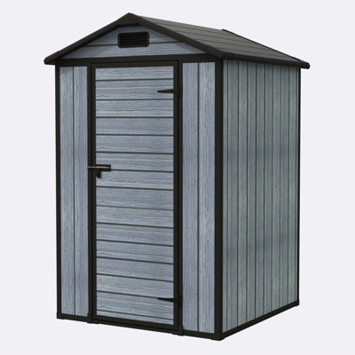 4X4FT Plastic Garden Shed Apex with Floor Window Lockable Door Wood ...