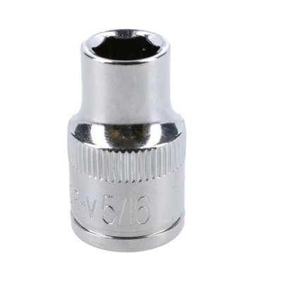 5/16" Imperial 6 Point 3/8" Drive Shallow Socket SAE AF Chrome Vanadium ...