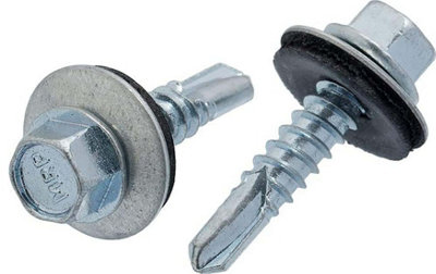 5.5mm x 25mm - Pack of 100 - Silver Self-Drilling Roofing Screws Farmer ...