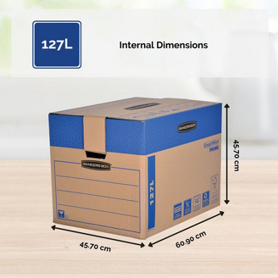 5 BANKERS BOX Cardboard Moving Boxes 127L Ultra Heavy Duty Double Wall ...