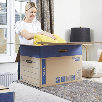 5 BANKERS BOX Cardboard Moving Boxes 127L Ultra Heavy Duty Double Wall ...