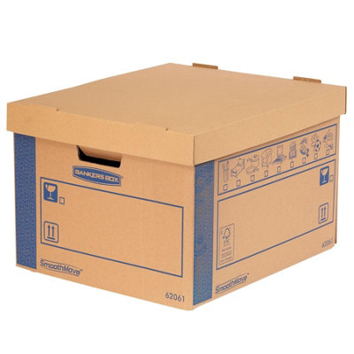 5 BANKERS BOX Cardboard Moving Boxes 47.5L Heavy Duty Double Wall Boxes ...