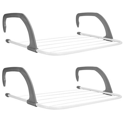 5 Bar Radiator Clothes Airer White Set of 2 Compact Folding Indoor ...