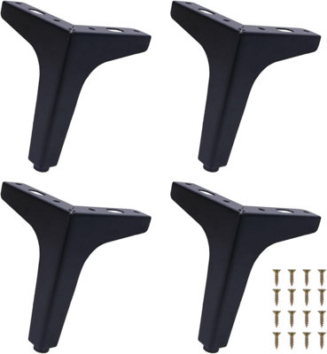 5" Black Metal Triangle Furniture Legs for Sofa, Cabinet, Table, 4 Pcs