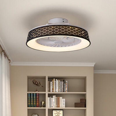 5 Blade Ceiling Mount Rhombus LED Fan Light Adjustable Speed And Light ...