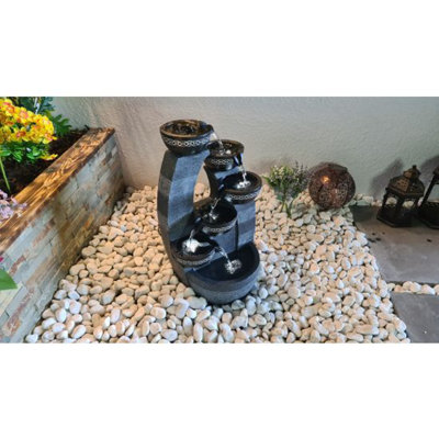 5 Bowl Pour Mains Power Water Feature With Cover