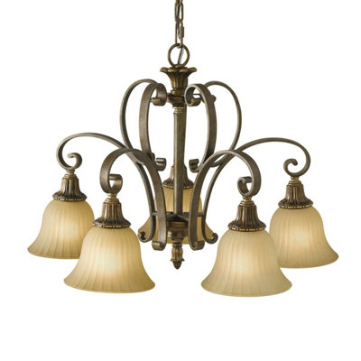 5 Bulb Chandelier Ceiling Light Firenze Gold British Bronze LED E14 60W ...