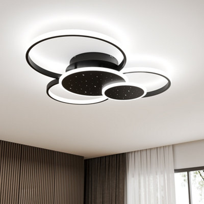 5 Circles Classic Black Finish Starry Sky LED Ceiling Light Fixture in ...