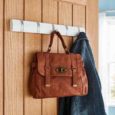 5 Door Hooks In Satin Chrome On Natural White Mountable Board | DIY at B&Q
