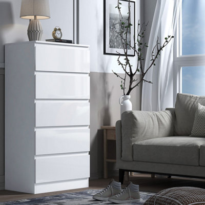 White gloss slim drawers store