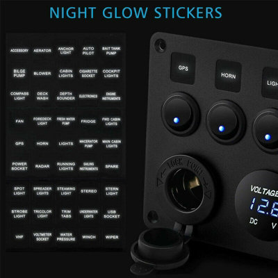 5 Gang 12-24V LED Switch Panel with Dual USB Charger & Voltmeter for ...
