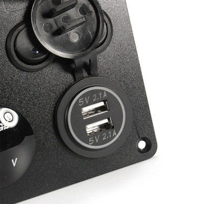 5 Gang 12-24V LED Switch Panel with Dual USB Charger & Voltmeter for ...