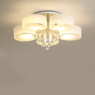 5 Head Modern Round Acrylic LED Ceiling Light Color Changing Chandelier ...