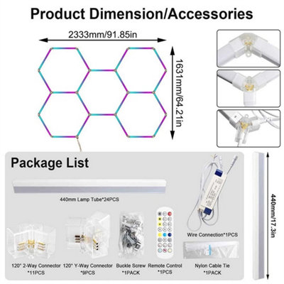 5 Hex RGB Hexagon LED Lighting Garage Lights Car Detail Retail Gym