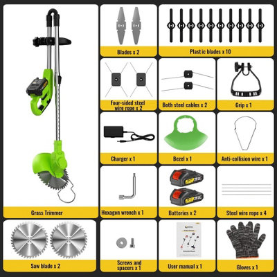 5-in-1 Cordless Telescopic Grass Trimmer Lightweight, 21V with 2 Batteries
