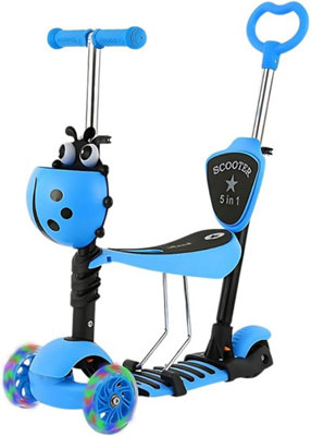 5 in 1 Kids Scooter with Seat and Push Handle 3 Wheel Toddler Scooter ...
