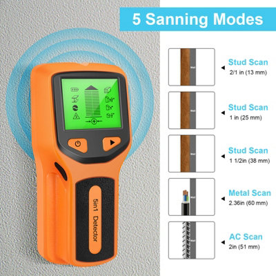 5-IN-1 STUD FINDER WALL SCANNER WITH HD LCD DISPLAY FOR DETECTING WOOD ...