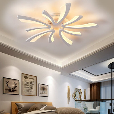 5 Lamp Unique V Shaped Acrylic LED Semi Flush Mount Ceiling Light ...