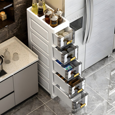 5-layer Translucent Gray Plastic Storage Cabinet for Bathroom Gaps ...