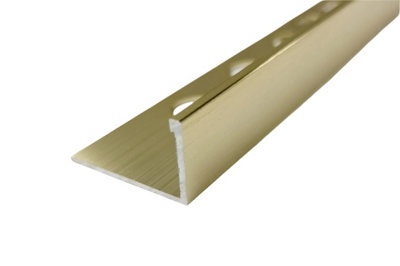 5 lengths of 12.5mm Brushed Gold Brass Tile Trim 250cm long