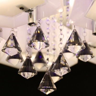 5-Light Modern Hexagonal Shades Crystal LED Chandelier, Dimmable ...