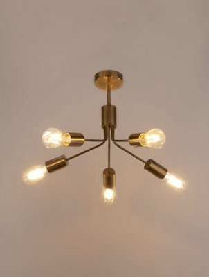 5 LIGHT SATIN GOLD CEILING LIGHT | DIY at B&Q