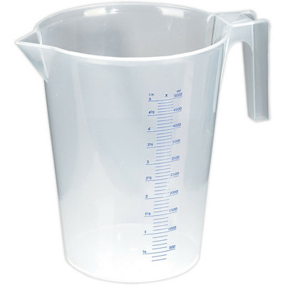 5 Litre Clear Measuring Jug with Easy Read Scale and Spout for Accurate ...