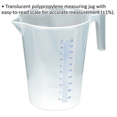 5 Litre Clear Measuring Jug with Easy Read Scale and Spout for Accurate ...
