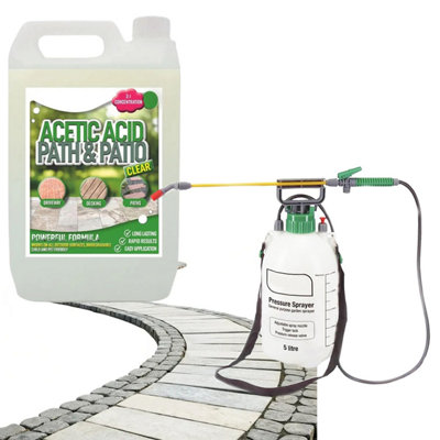 5 Litre Garden Acetic Acid Path & Patio Cleaner Complete With 5L ...