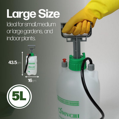 5 Litre Pump Action Pressure Sprayer with Adjustable Nozzle & Carrying ...