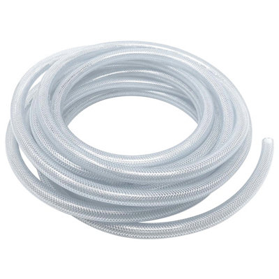 5 m of 12 mm ID PVC Tube Clear Reinforced Braided Plastic Hose / Pipe ...