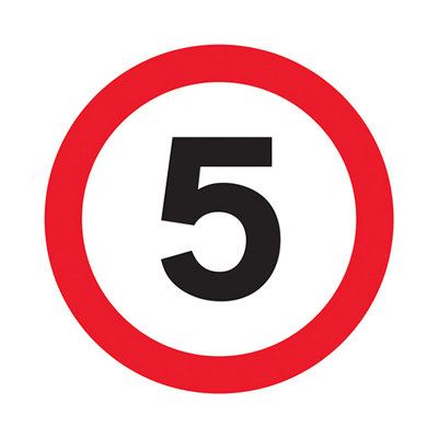 5 MPH Speed Limit Traffic Sign - 3mm Aluminium Composite 450x450mm