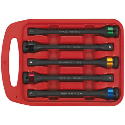 5 Pack 1/2 Inch Square Drive Torque Stick Set for Impact Wrench - 135Nm ...
