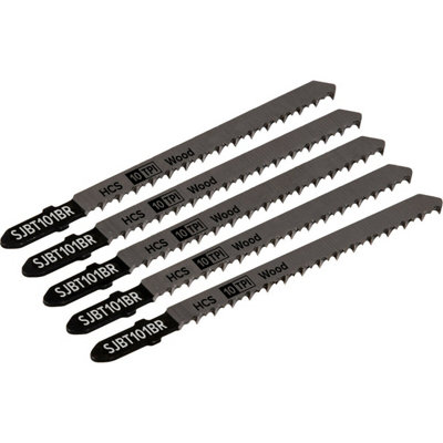 5 PACK - 100mm HARDWOOD Jigsaw Blade - 10 TPI - Ground Taper Precision ...