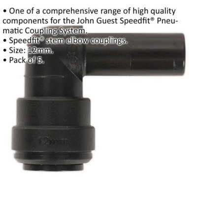 5 PACK - 12mm 90 Degree Angled Elbow to STEM Coupling Adapter ...