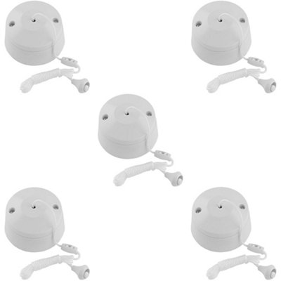 5 PACK 1m Pull Cord Ceiling Switch - 10A 230V - WHITE Bathroom Round ...