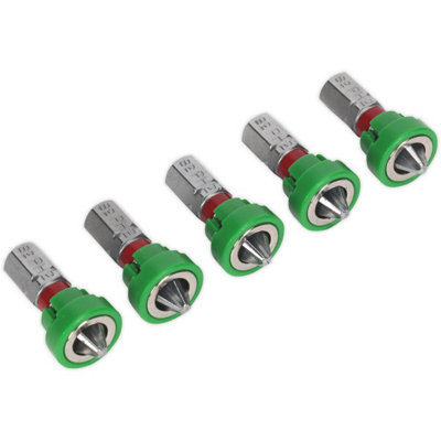 5 PACK 25mm Phillips Number 2 Power Tool Bit - Magnetic Holder - S2 ...