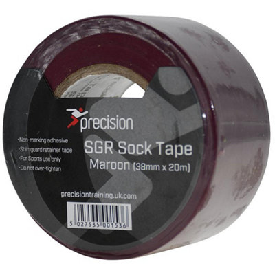 5 PACK - 38mm x 20m MAROON Sock Tape - Football Shin Guard Pads Holder ...