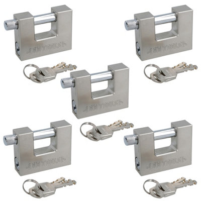 5 PACK 70mm Shutter Padlock Lock 3 keys Security Solid Shed Garage Storage