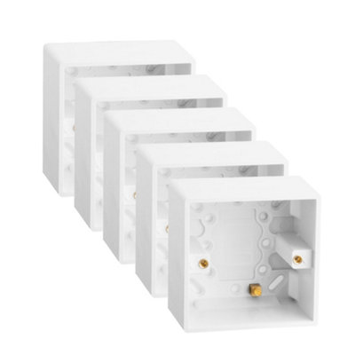 5 Pack Arlec 47mm Deep White Plastic Single 1 Gang Surface Mounted ...